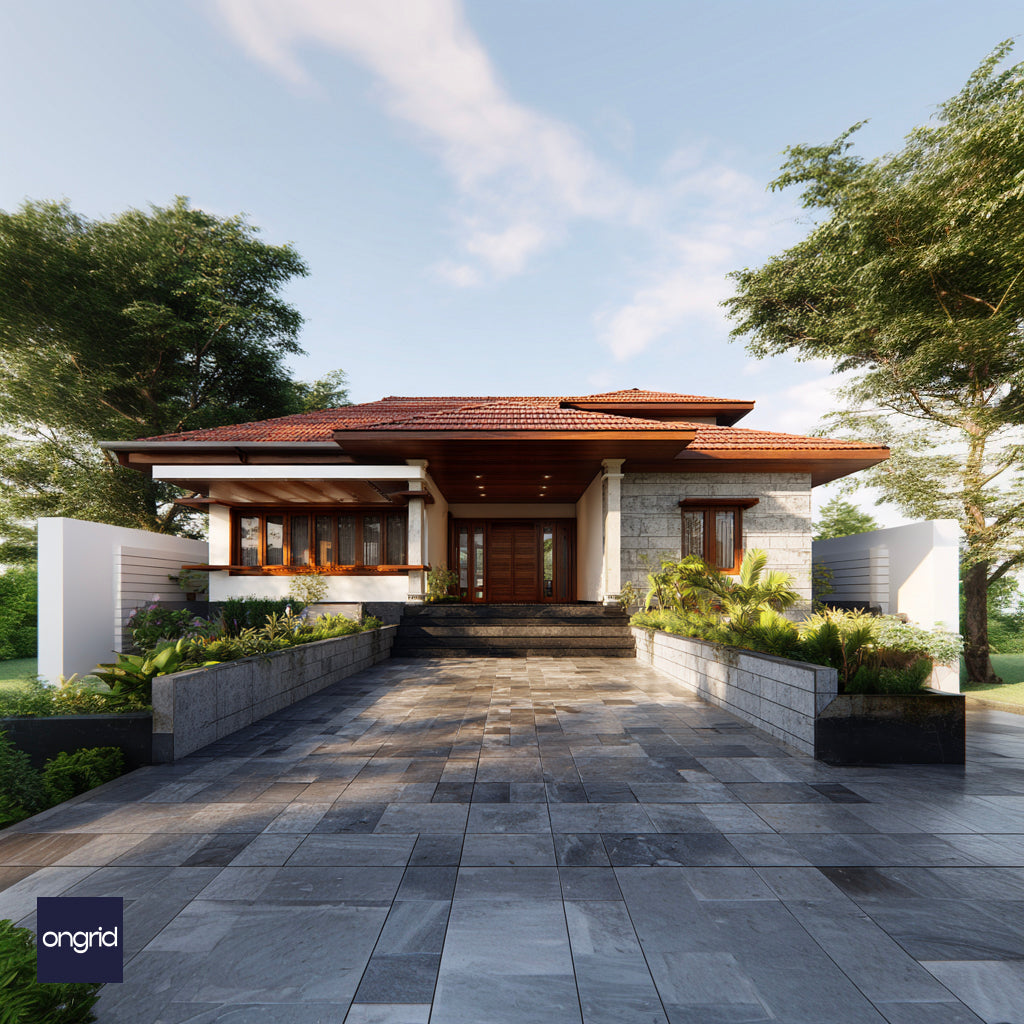 Kerala Single Floor House Plan - Contemporary Nalukettu – Ongrid Design