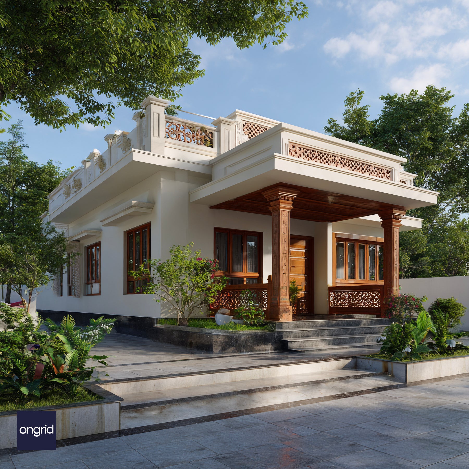 Traditional Chettinad House Plan Single Floor Design – Ongrid Design