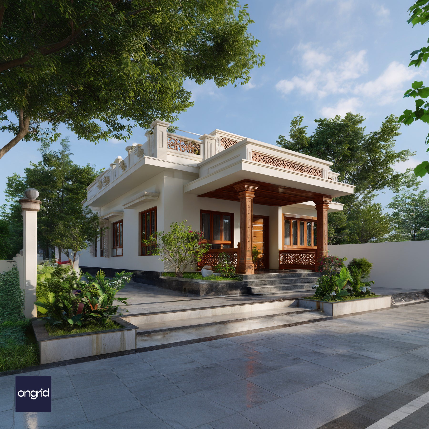 Traditional Chettinad House Plan Single Floor Design – Ongrid Design
