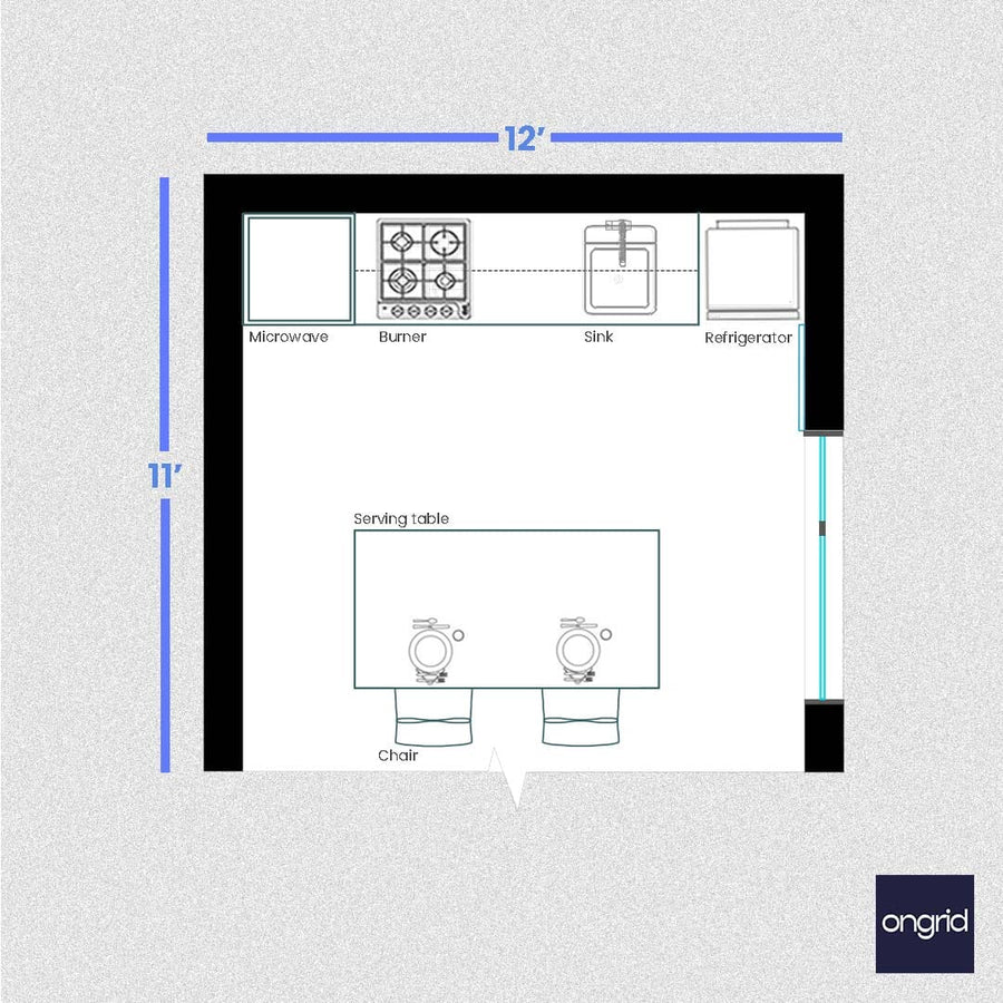 12x11 Indian Open Plan Kitchen Design – Ongrid Design