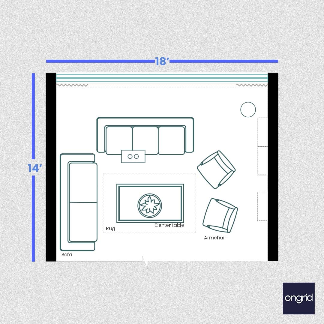 18x14 Living Room: Vibrant Wall Decor Idea – Ongrid Design