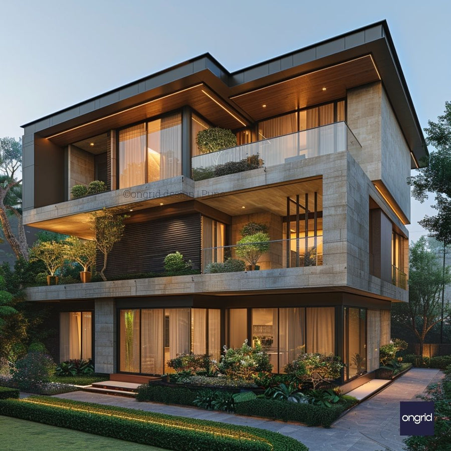 Three Floor Home Design - 50+ Modern Elevations – Ongrid Design