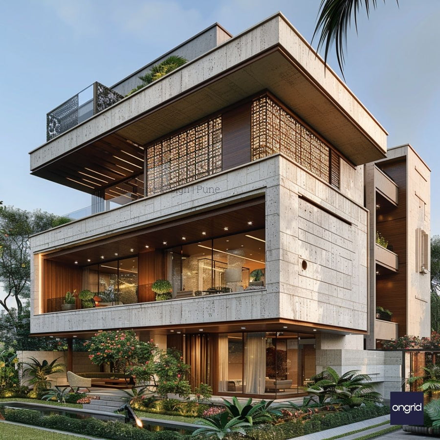 Three Floor Home Design - 50+ Modern Elevations – Ongrid Design