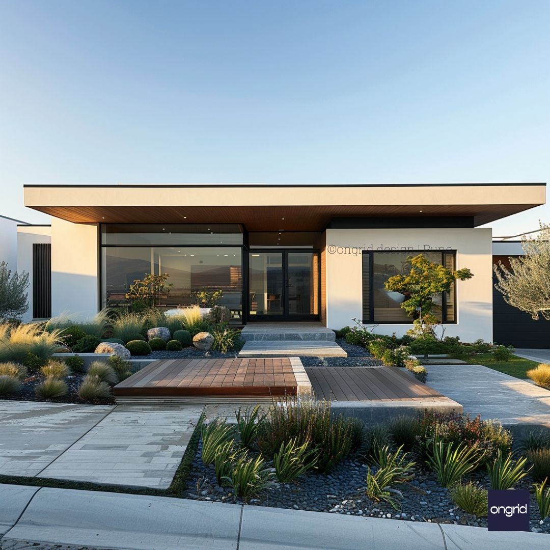 Minimal Single Floor House Elevation – Ongrid Design