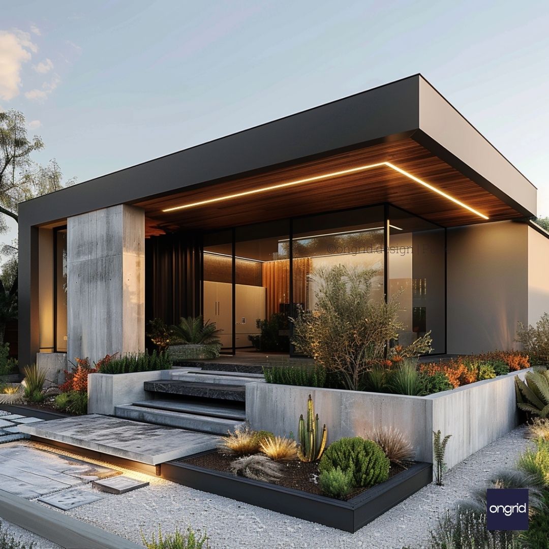 Single-Story Home Design with Contemporary Elevation – Ongrid Design