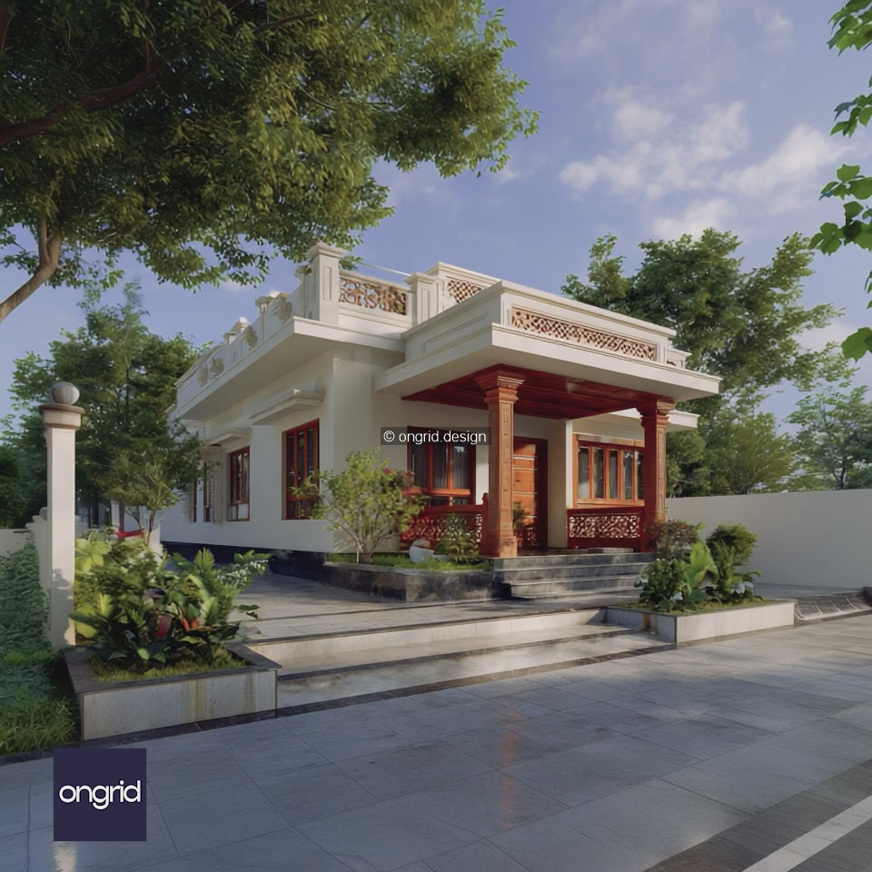 Traditional Chettinad House Plan Single Floor Design – Ongrid Design
